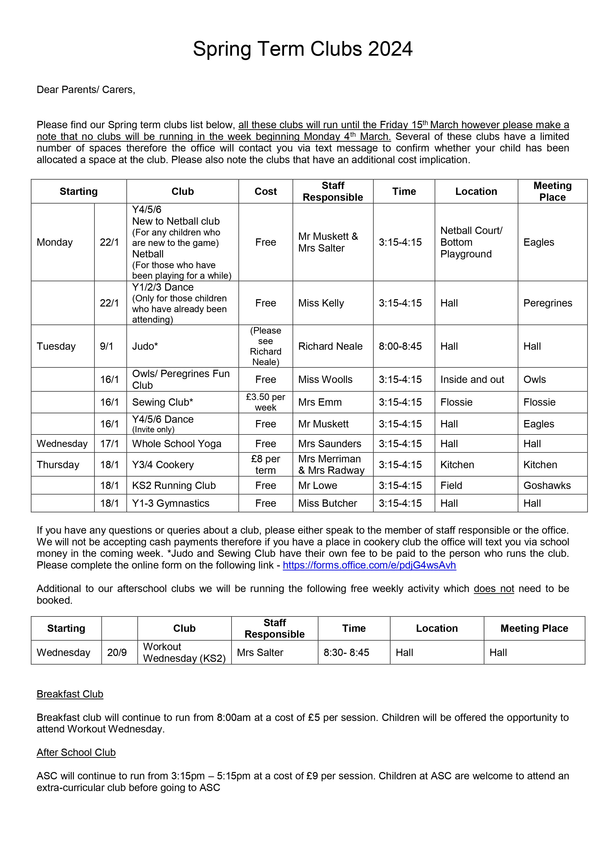 Extra-Curricular Clubs – Gastrells Primary School Gloucestershire